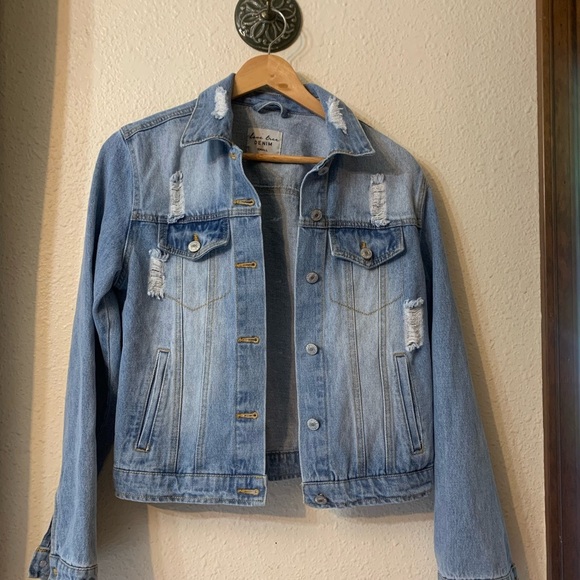 Love Tree | Jackets & Coats | Love Tree Denim Jacket In Light Blue ...